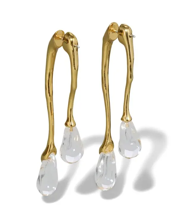 Alexis Bittar Lucite Double Drop Earrings - Gold/clear
