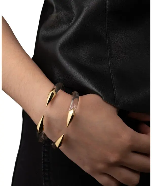 Alexis Bittar Pyramid Hinge Bracelet - White/gold
