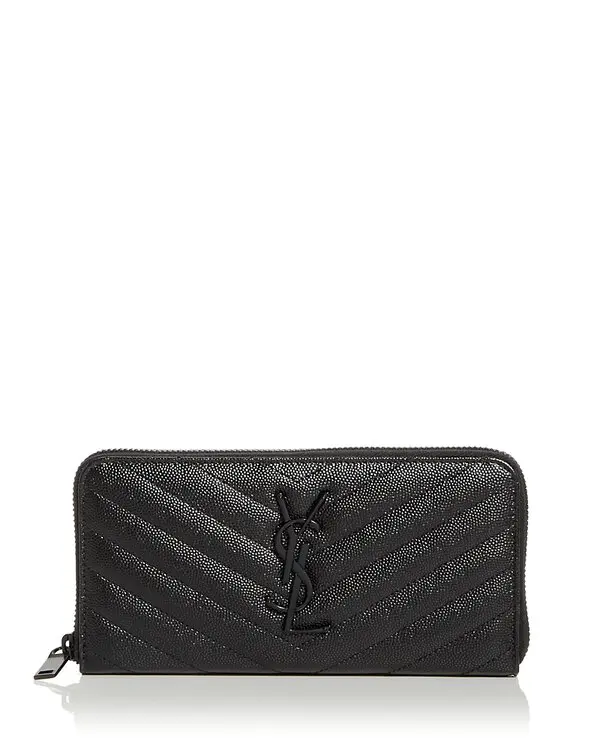 Saint Laurent Monogram Continental Zip Wallet - Black Leather/black