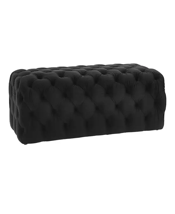 TOV FURNITURE Kaylee Velvet Ottoman - Black