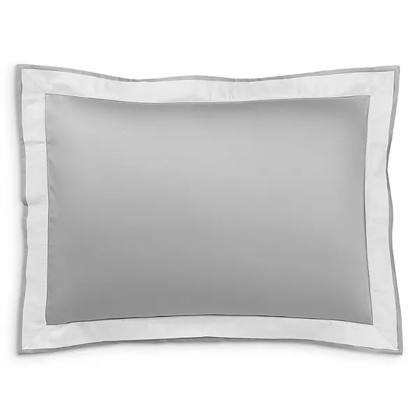 Frette Flying Sateen Sham, Standard Exclusive - Grey Cliff/white