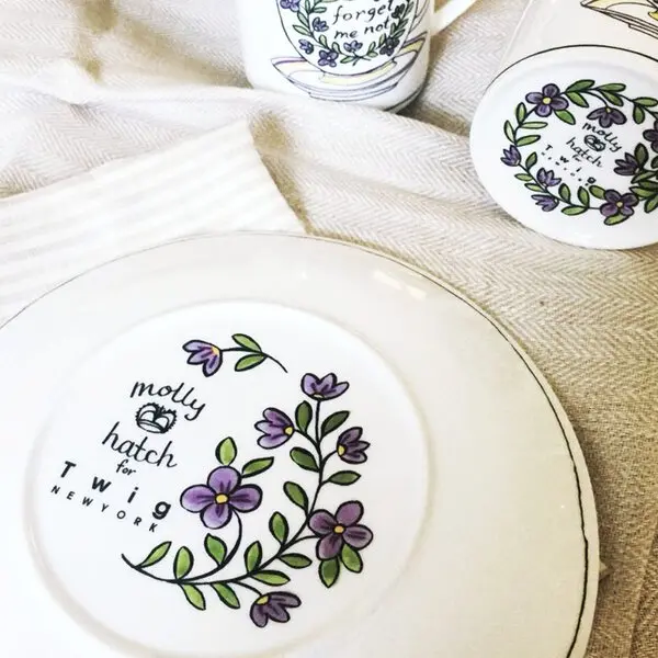 Twig New York Molly Hatch Forget Me Not Salad/dessert Plate - Multi
