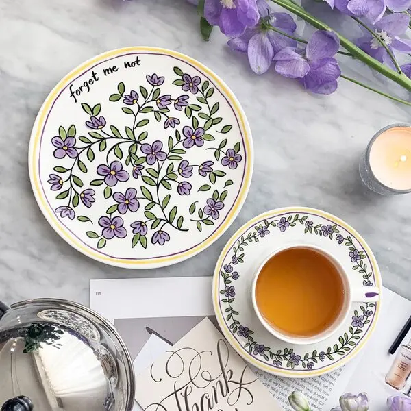 Twig New York Molly Hatch Forget Me Not Salad/dessert Plate - Multi