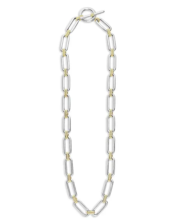 Lagos 18k Yellow Gold And Sterling Silver Caviar Link Necklace - Silver/gold