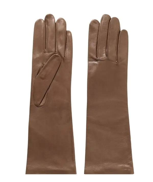 AGNELLE Celia Leather Gloves - Brown