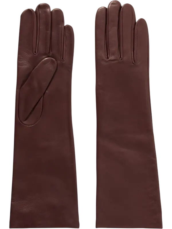 AGNELLE Celia Leather Gloves - Burgundy