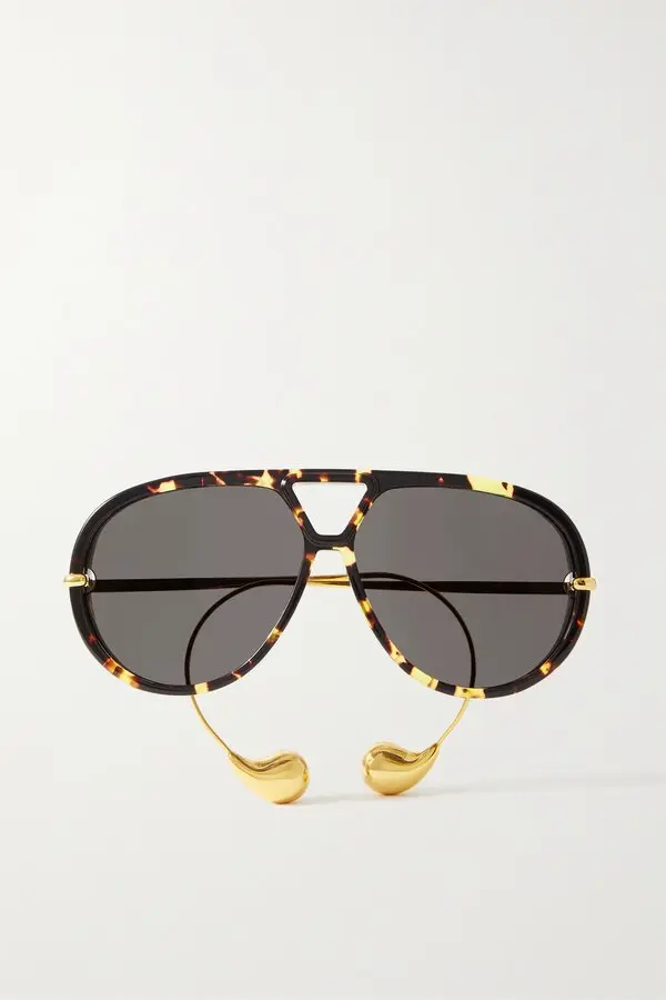 Bottega Veneta Embellished Aviator-style Sunglasses - Brown