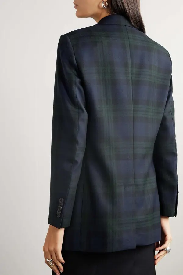 Purdey Double-breasted Checked Wool Blazer - Dark Green
