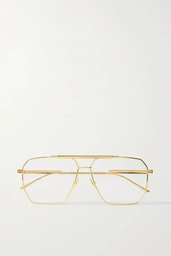 Bottega Veneta Oversized Aviator Optical Glasses - Gold