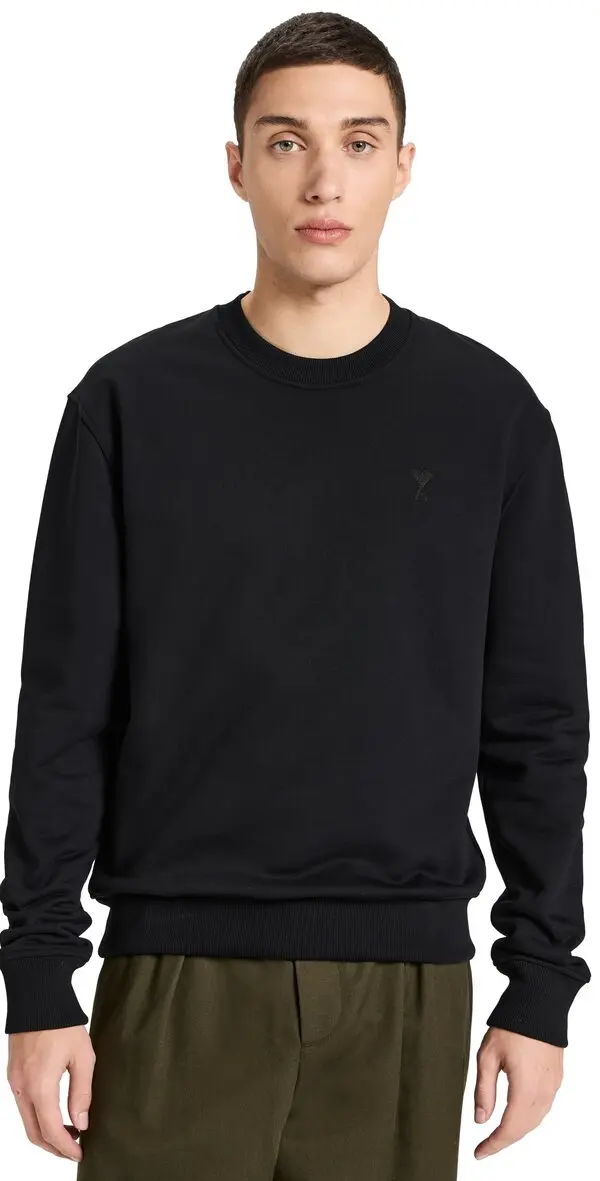 AMI Paris De Coeur Crewneck Sweatshirt - Black