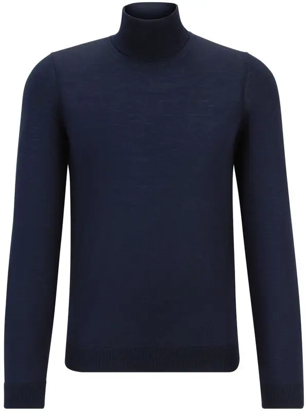 BOSS Roll Neck Knitted Sweater - Blue