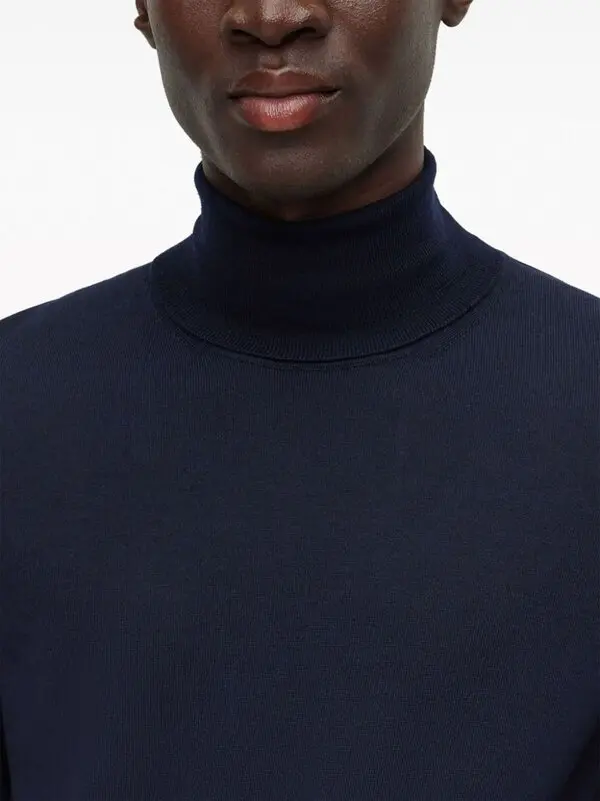 BOSS Roll Neck Knitted Sweater - Blue
