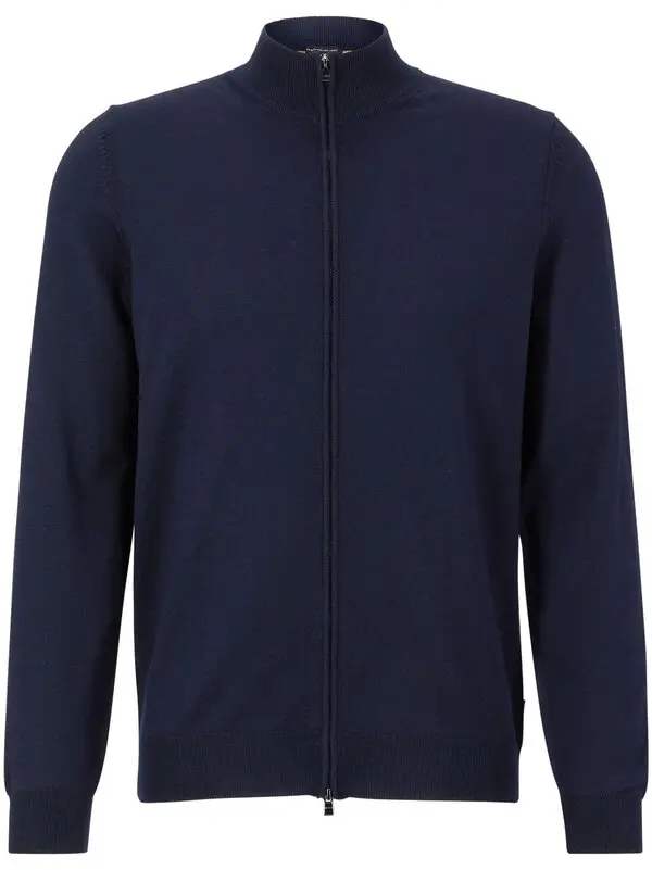 BOSS Zipped Knit Cardigan - Blue