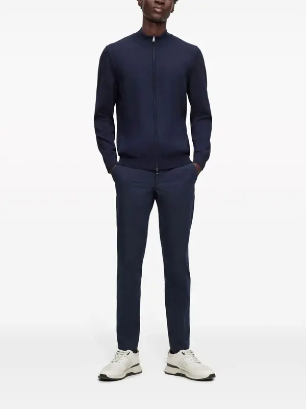 BOSS Zipped Knit Cardigan - Blue