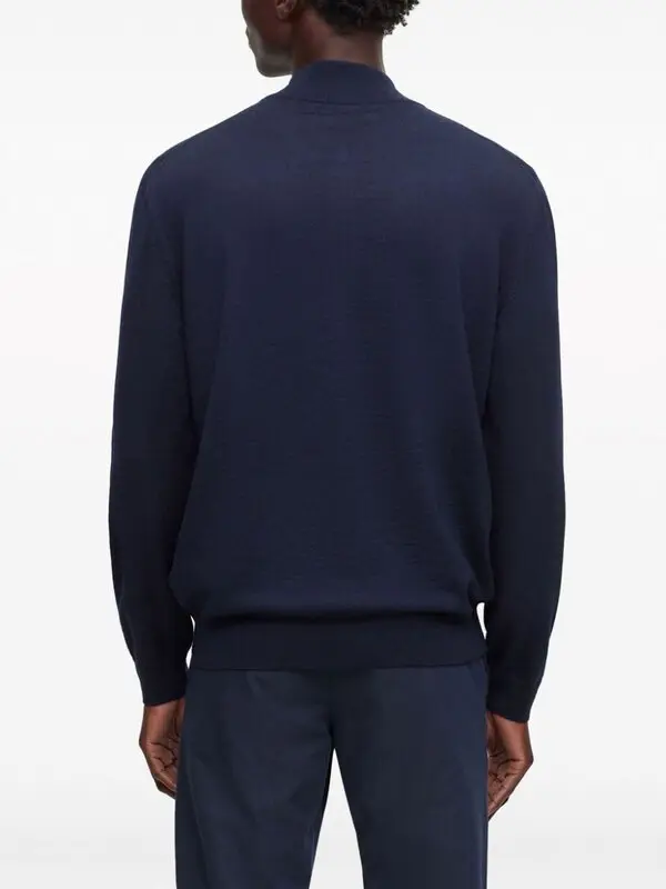 BOSS Zipped Knit Cardigan - Blue