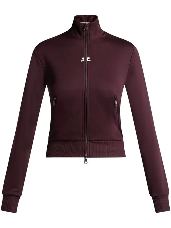 COURREGES High-neck Zip-up Sweatshirt - Brown