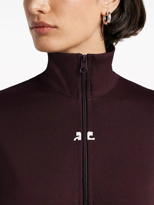 COURREGES High-neck Zip-up Sweatshirt - Brown