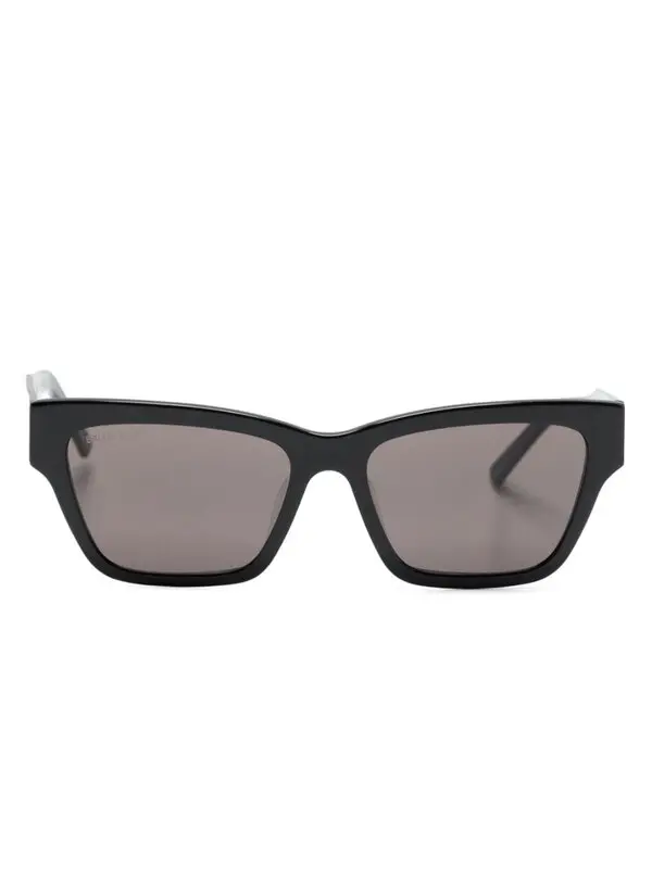 Balenciaga Logo-print Square-frame Sunglasses - Black