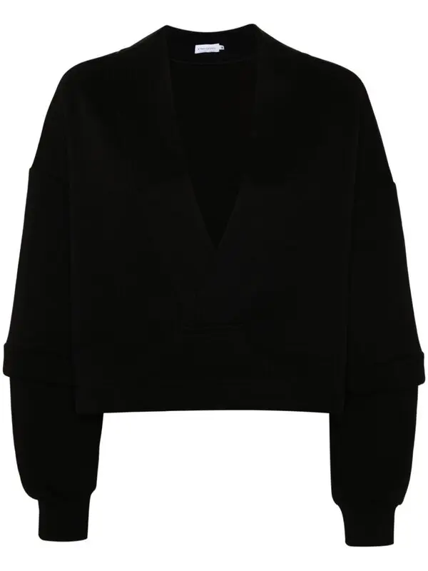 IOANA CIOLACU V-neck Cotton-blend Sweatshirt - Black