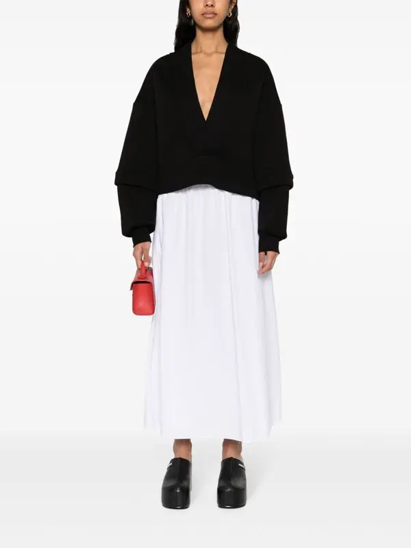 IOANA CIOLACU V-neck Cotton-blend Sweatshirt - Black