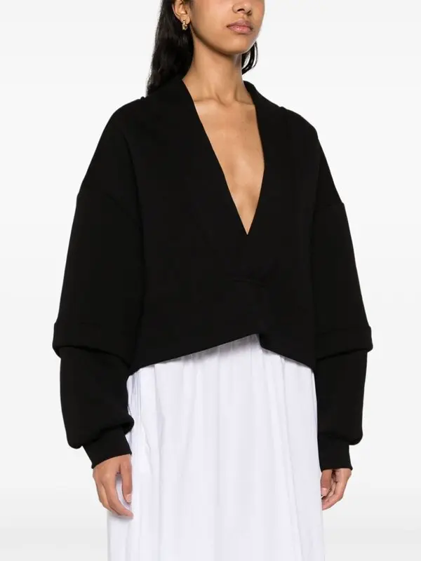 IOANA CIOLACU V-neck Cotton-blend Sweatshirt - Black