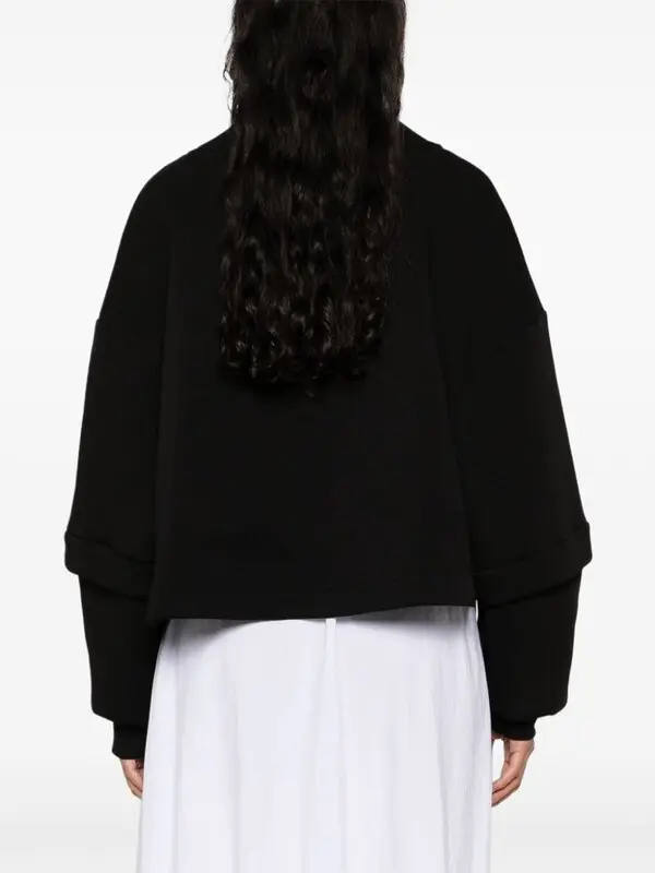 IOANA CIOLACU V-neck Cotton-blend Sweatshirt - Black