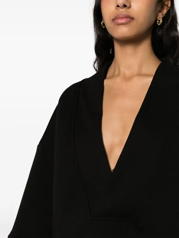 IOANA CIOLACU V-neck Cotton-blend Sweatshirt - Black