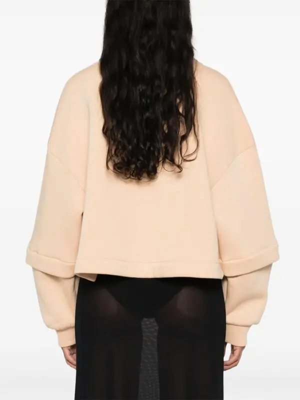 IOANA CIOLACU V-neck Cotton-blend Sweatshirt - Neutrals