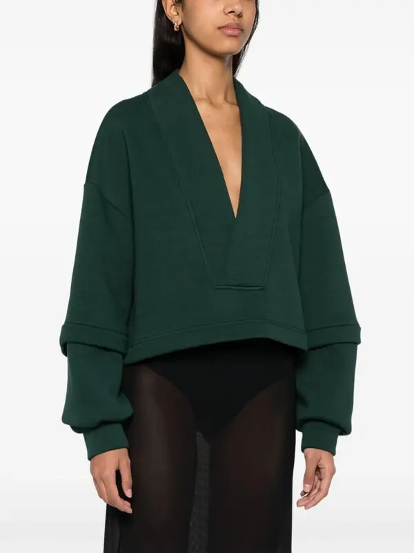 IOANA CIOLACU V-neck Cotton-blend Sweatshirt