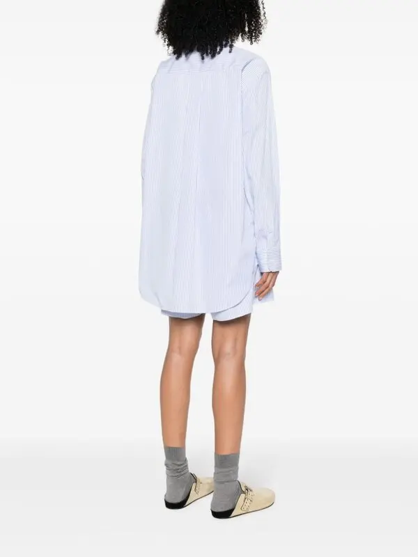 Wardrobe.NYC Striped Cotton Shirtdress - Blue