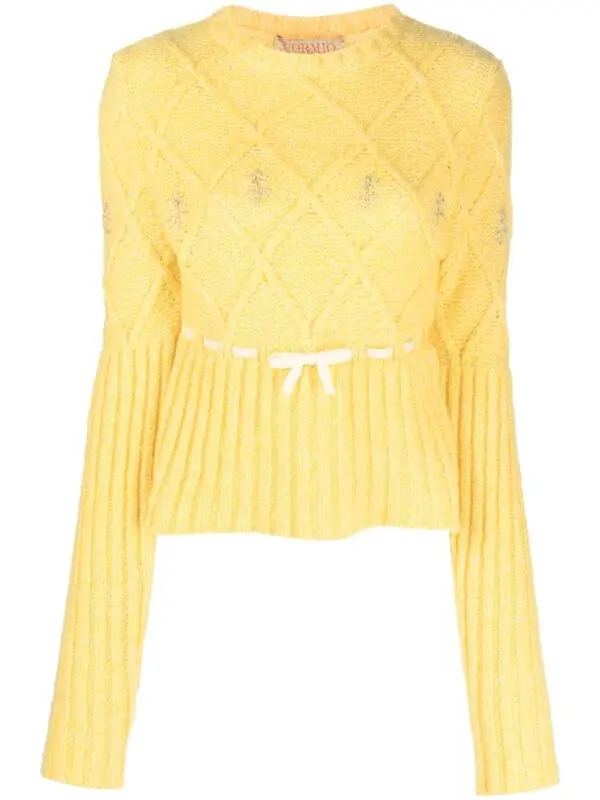 CORMIO Floral-embroidered Sweater - Yellow