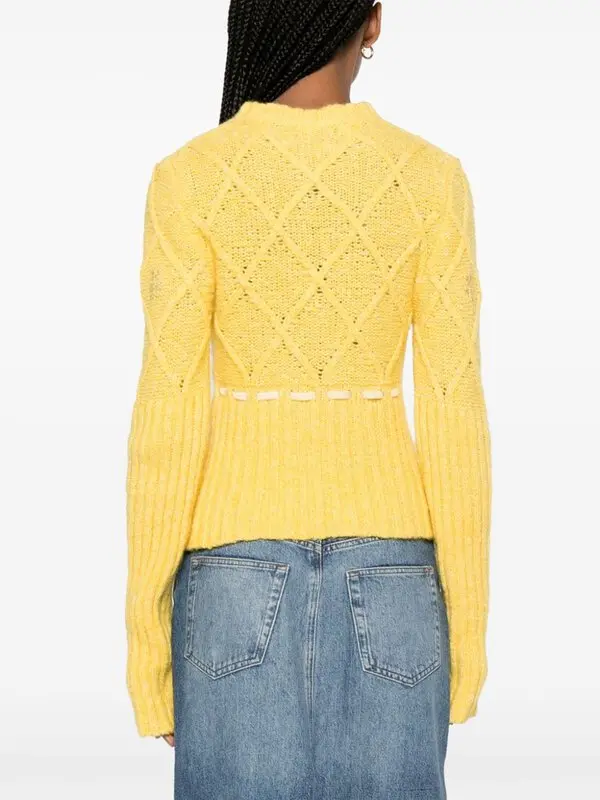 CORMIO Floral-embroidered Sweater - Yellow