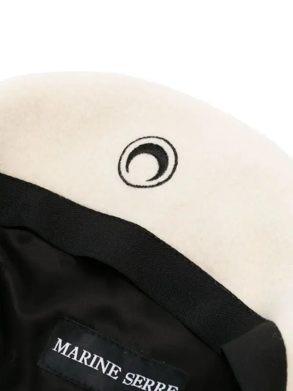 MARINE SERRE Logo-embroidered Wool Beret