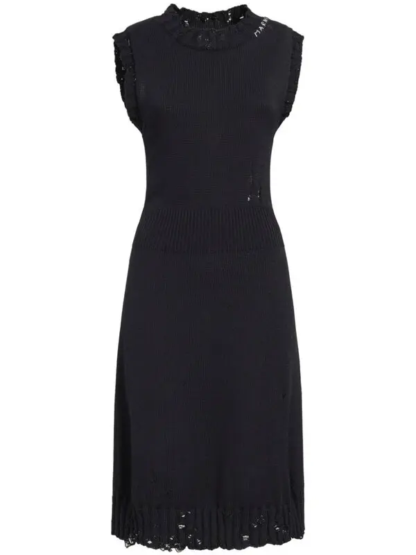 Marni Distressed-effect Knitted Cotton Dress