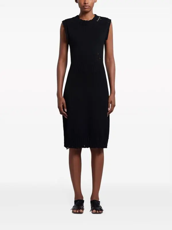 Marni Distressed-effect Knitted Cotton Dress
