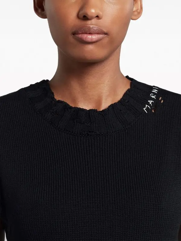Marni Distressed-effect Knitted Cotton Dress