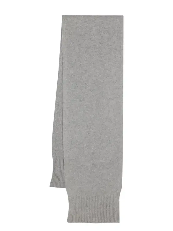 PAURA Ribbed-edge Virgin Wool Scarf - Grey