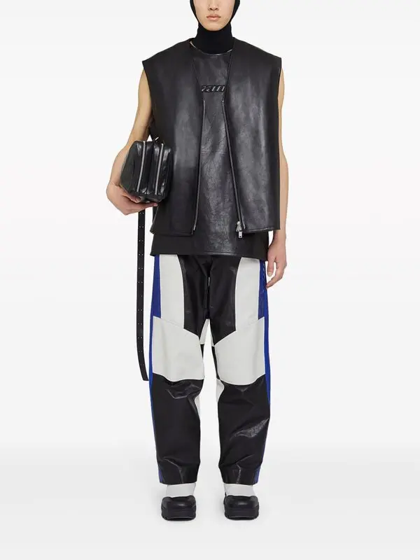 JIL SANDER Logo-embossed Zip-up Leather Gilet