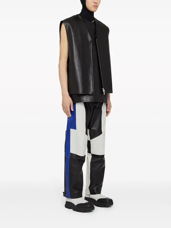 JIL SANDER Logo-embossed Zip-up Leather Gilet