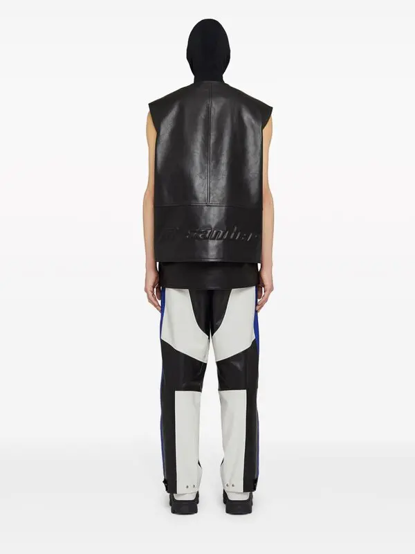 JIL SANDER Logo-embossed Zip-up Leather Gilet