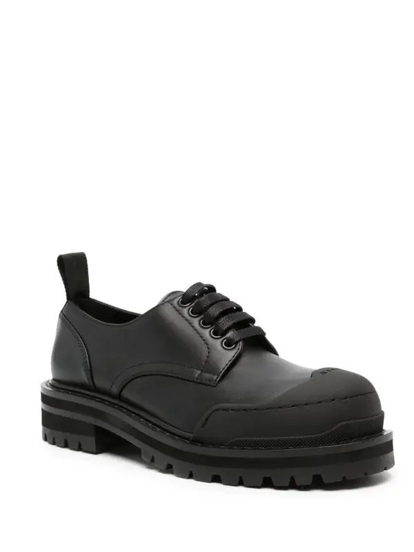 Marni Logo-tab Lace-up Derby Shoes - Black