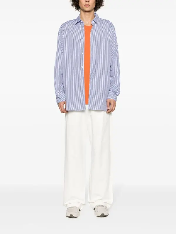 Play Comme Des Garcon X Invader Pixel-patch Striped Cotton Shirt