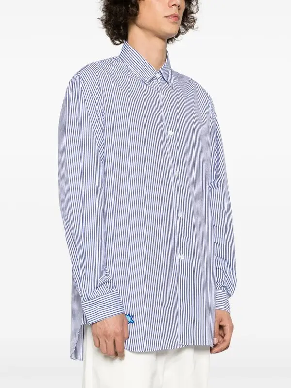Play Comme Des Garcon X Invader Pixel-patch Striped Cotton Shirt