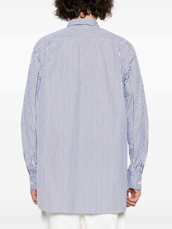 Play Comme Des Garcon X Invader Pixel-patch Striped Cotton Shirt