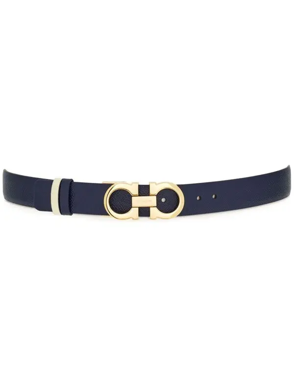 FERRAGAMO Gancini Plaque Reversible Belt - Blue