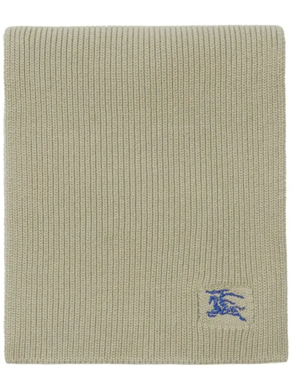 Burberry Ekd-embroidered Cashmere Scarf - Green