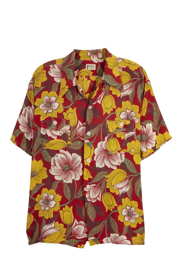 Vintage Floral Hawaiian Shirt - Red