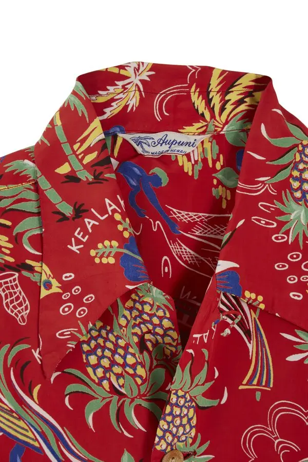 Vintage Aupuni Hawaiian Shirt - Red