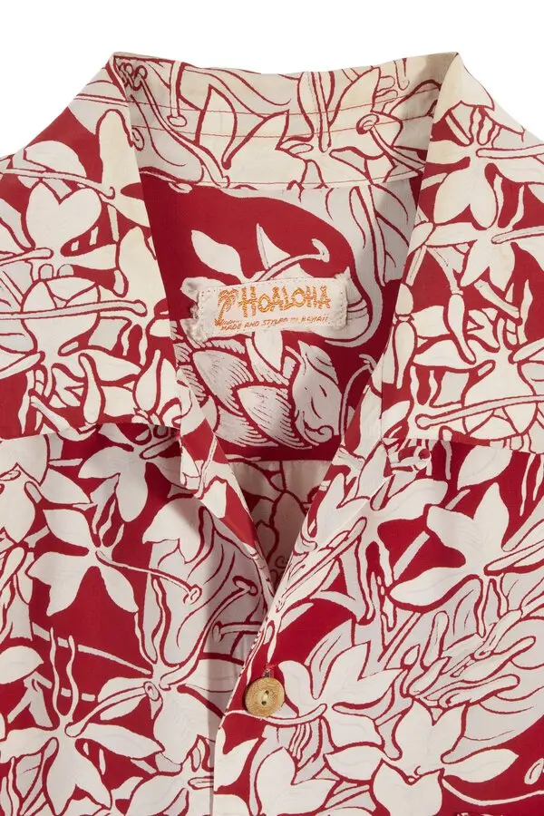 Vintage Hoaloha Graphic Hawaiian Shirt - Red