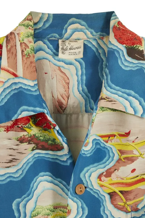 Vintage Hawaii Island Pattern Shirt - Blue